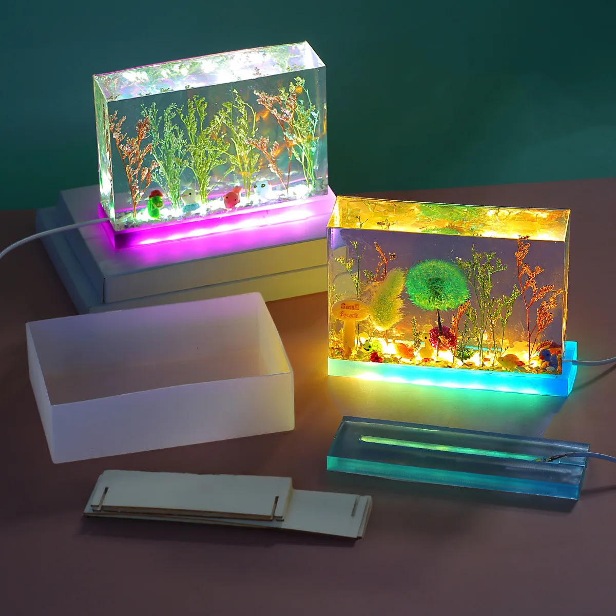 Dry Flower 3d Cube Ornament Square Led Lamp Holder Cuboid Silicone ...