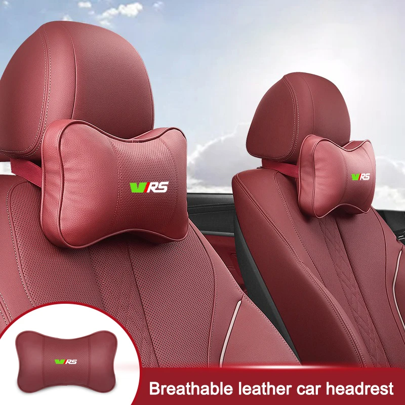 1Pcs Car Seat Headrest Auto Logo Neck Pillow Interior For Skoda VRS ...