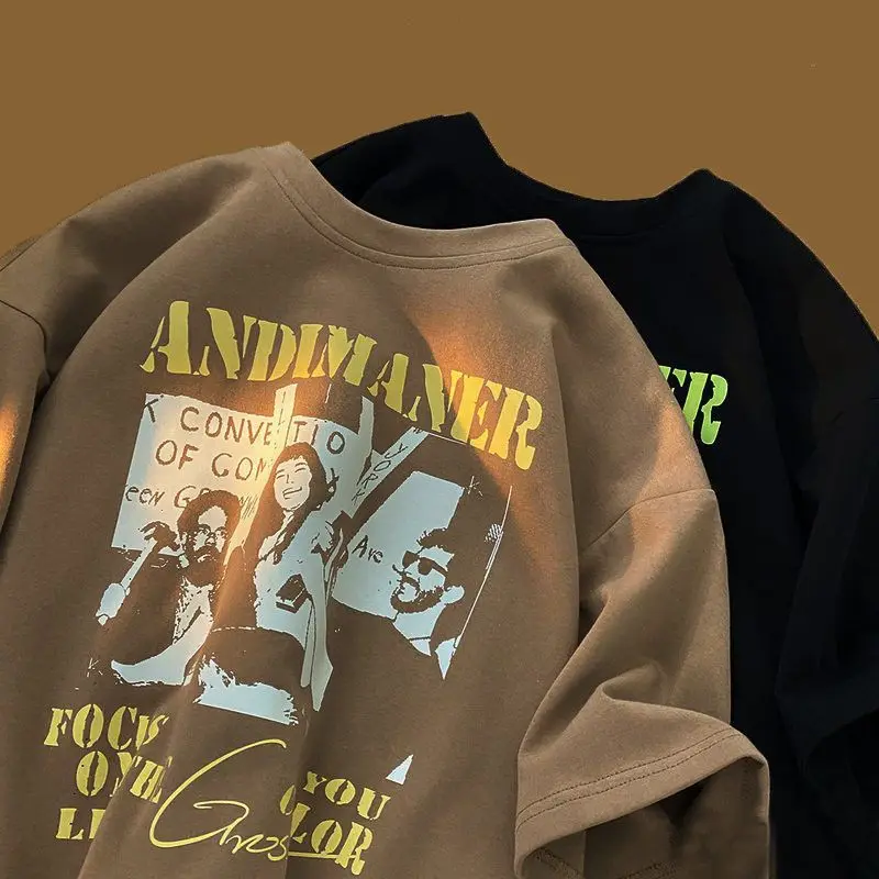 American retro short-sleeved men and women summer 2023 trendy brand ...