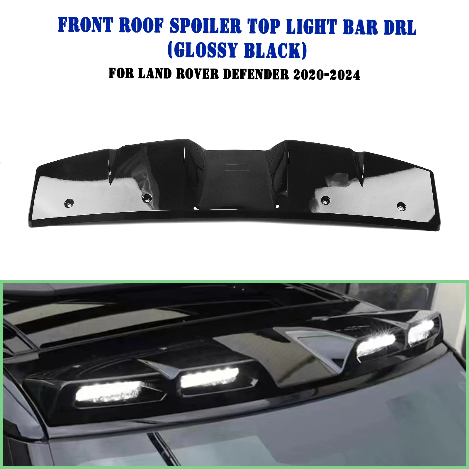 For-Land-Rover-Defender-90-110-2020-2024-Gloss-Black-Front-Roof-Spoiler ...