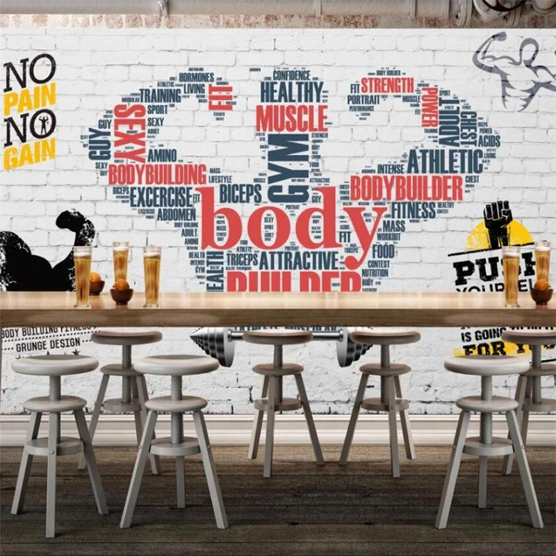 Wellyu-Custom-wallpaper-3d-mural-nostalgic-retro-sports-fitness-club ...
