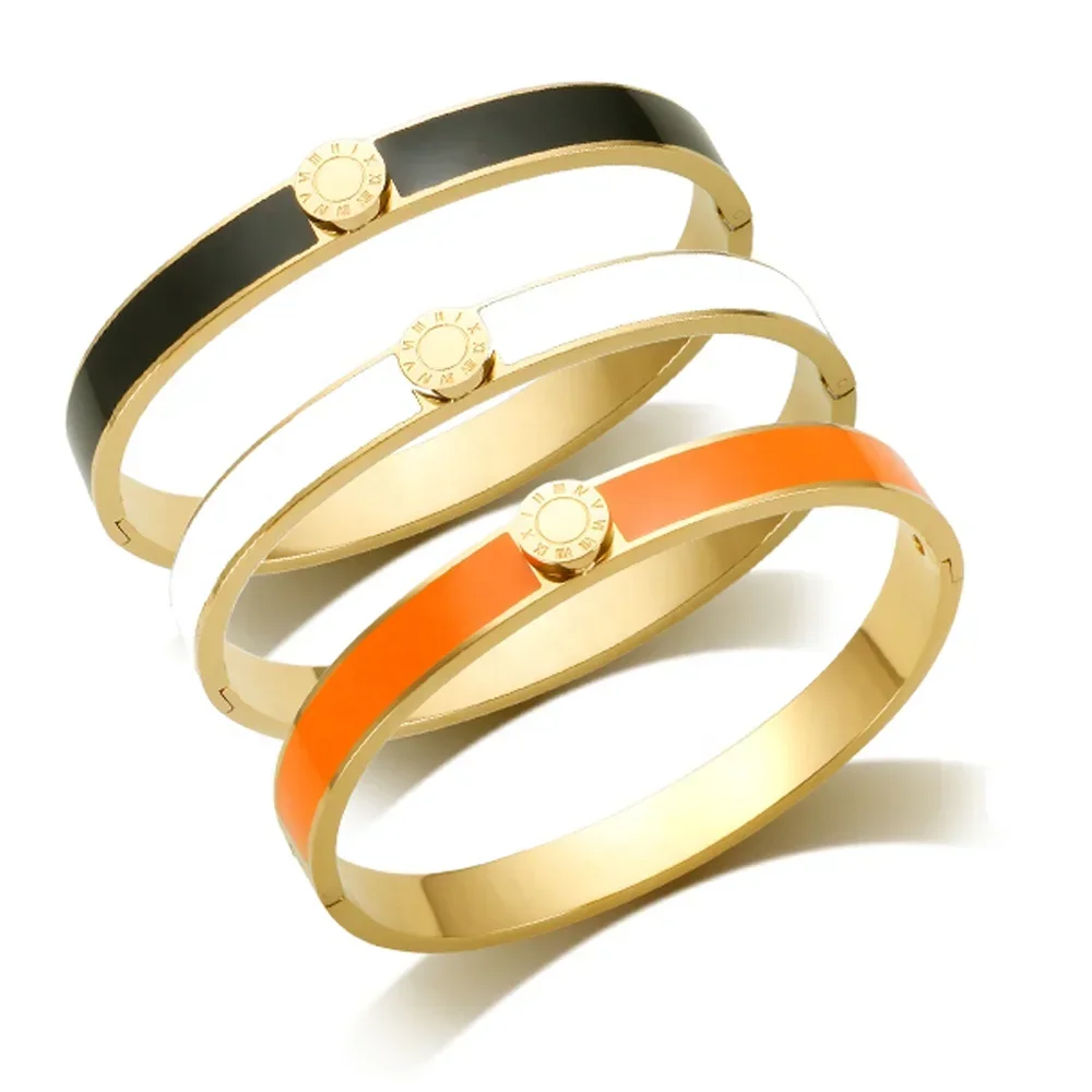 Enamel-bangle-Roman-numeral-opening-and-closing-bracelet-Stainless ...