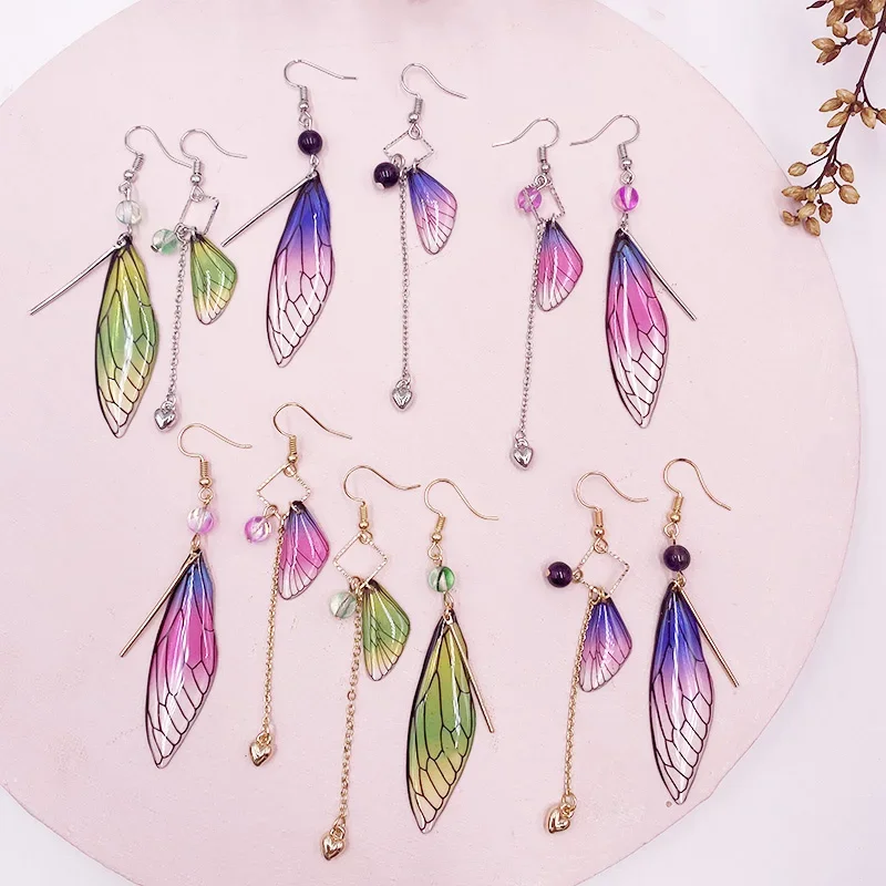 Handmade Fairy Tale Butterfly Wing Earrings Women Simulation Insect ...