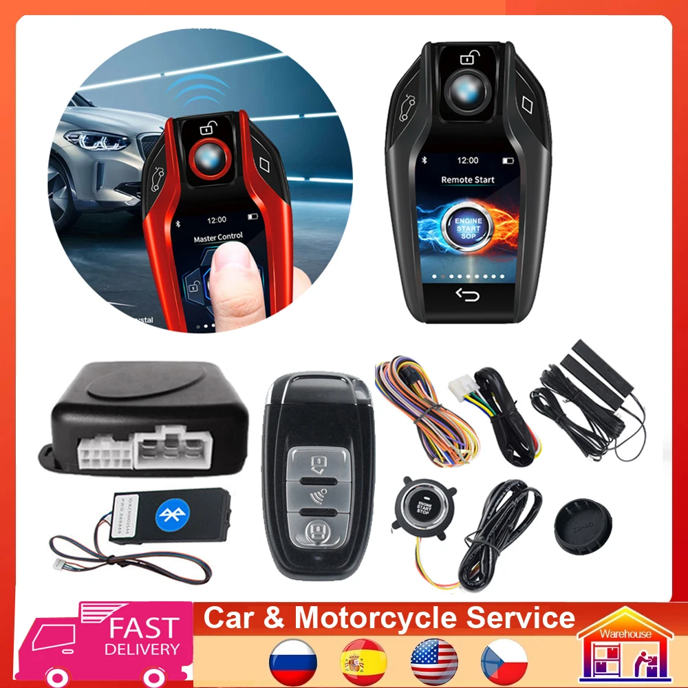 Fashion-Auto-Car-Smart-Key-Remote-Start-Stop-Engine-with-LCD-Key-Cardot ...