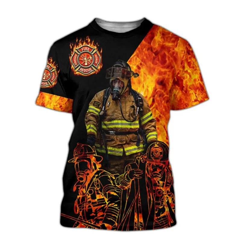 Firefighters-Extinguish-The-Fire-Graphic-Men-s-T-shirts-Short-Sleeve-3d ...