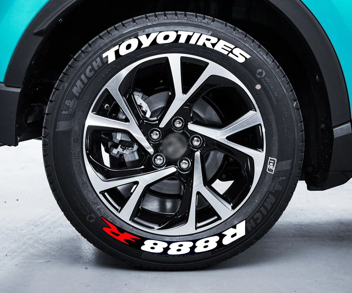 8Pcs/Lot Car Tire Wheel Lettering Car Tuning Universal 3D Permanent PVC ...