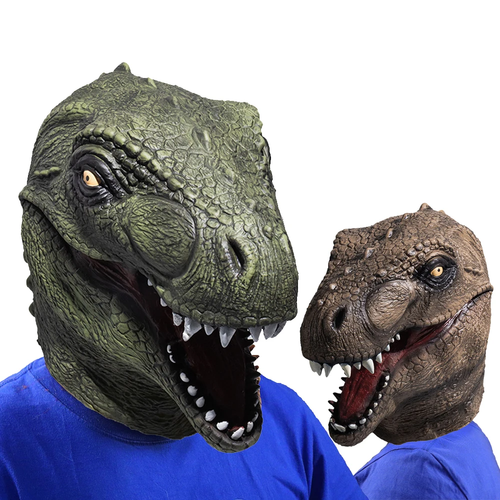 Raptor-Mask-Cosplay-Dinosaurs-Latex-Helmet-Halloween-Dino-Helmet-Party ...