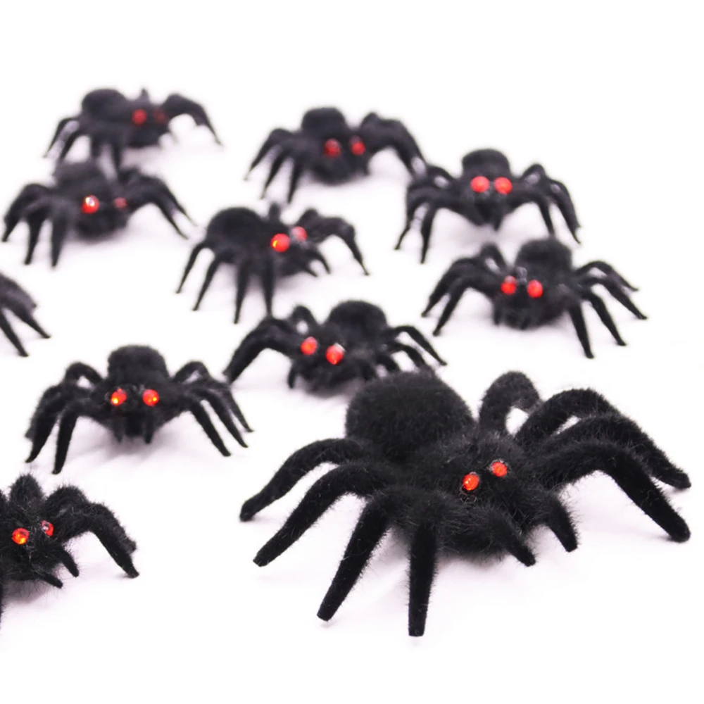 Halloween-Plush-Spiders-Artificial-Big-Small-Black-Spider-Ornaments ...