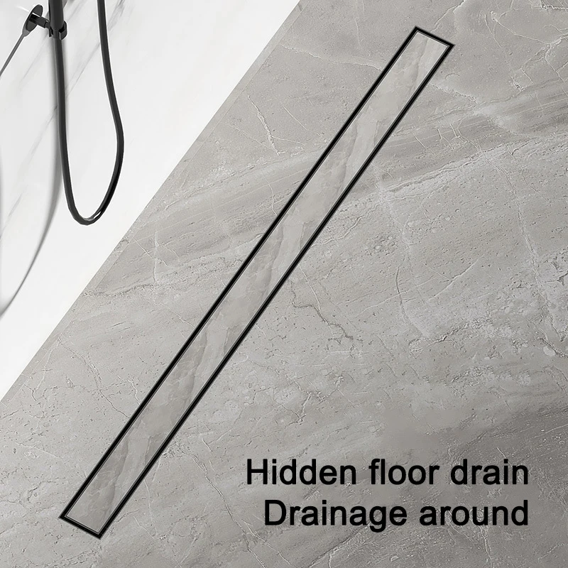 Black-Invisible-Floor-Drain-304-Stainless-Steel-Bathroom-Floor-Drain ...
