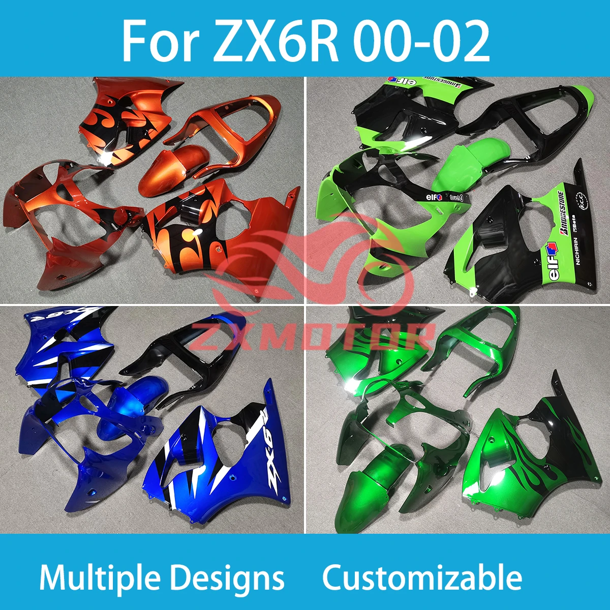 Injection-Fairings-for-Kawasaki-ZX-6R-636-2000-2001-2002-Motorcycle ...
