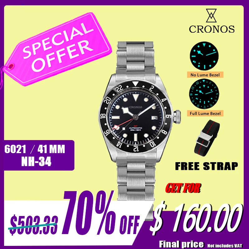 Cronos-BBGMT-Automatic-Driver-Man-Watch-Bidirectional-Ceramic-bezel ...