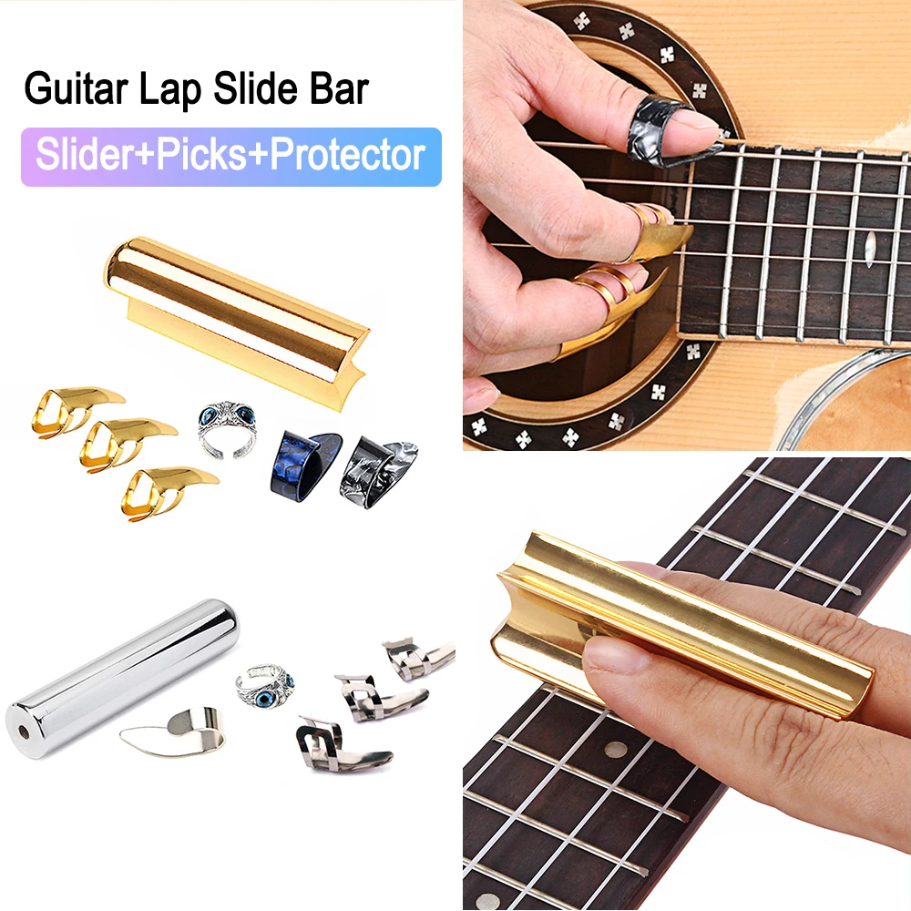 Guitar-Slider-Tone-Bar-Lap-Slide-Bar-with-Fingertip-Protectors-5-Picks ...