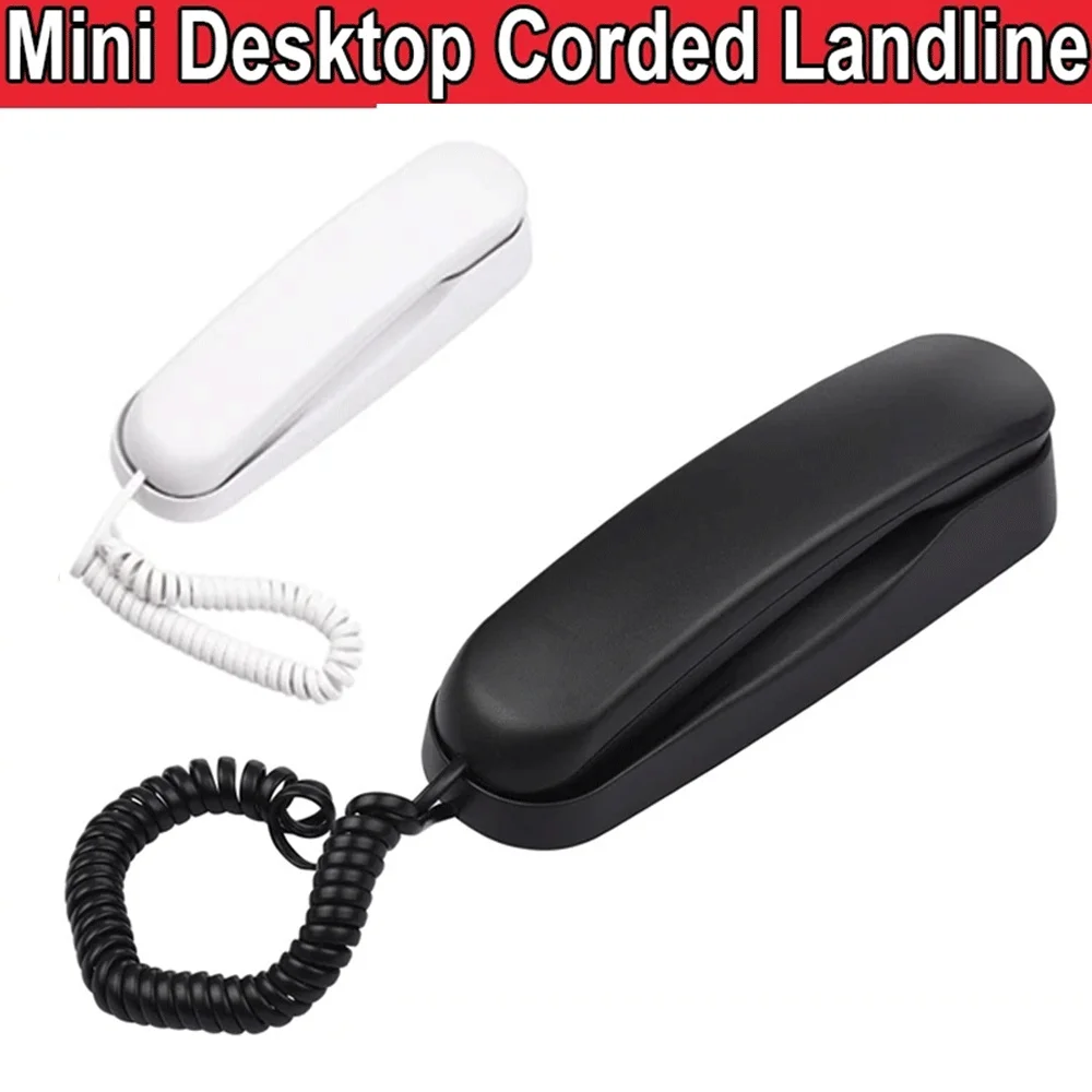 Mini Desktop Corded Landline Phone Fixed Telephone Wall Mountable ...
