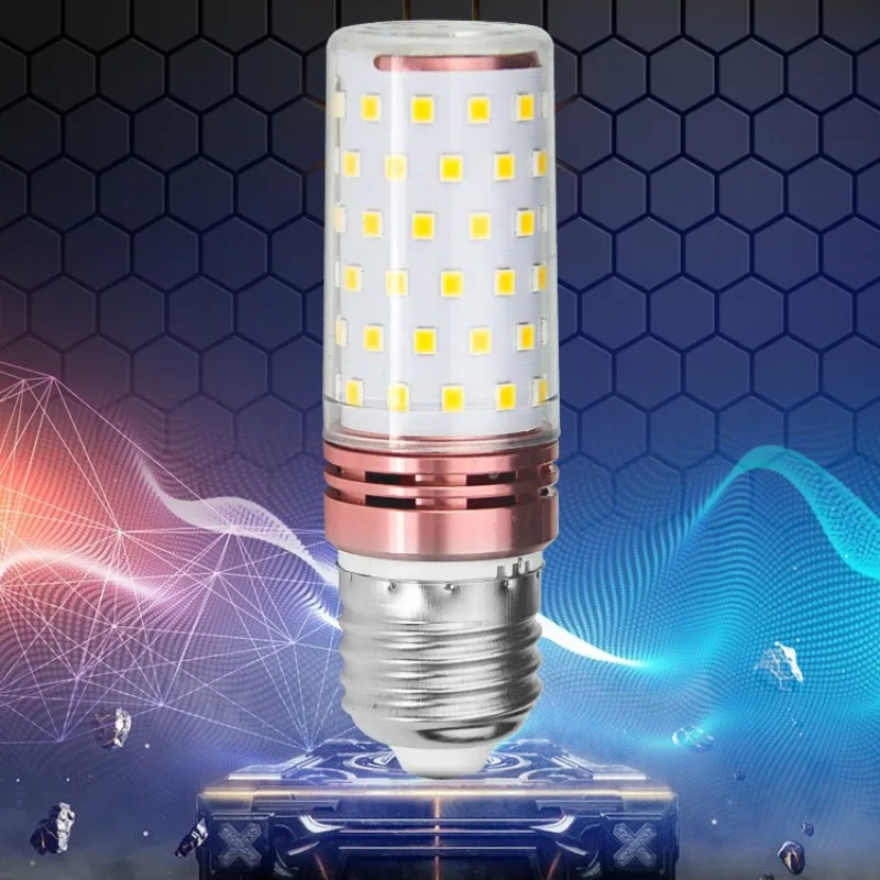LED 옥수수 램프 12W 220V 강한 빛 흰색 따뜻한 E27 E14 램프 홀더, 가정용 비상 조명