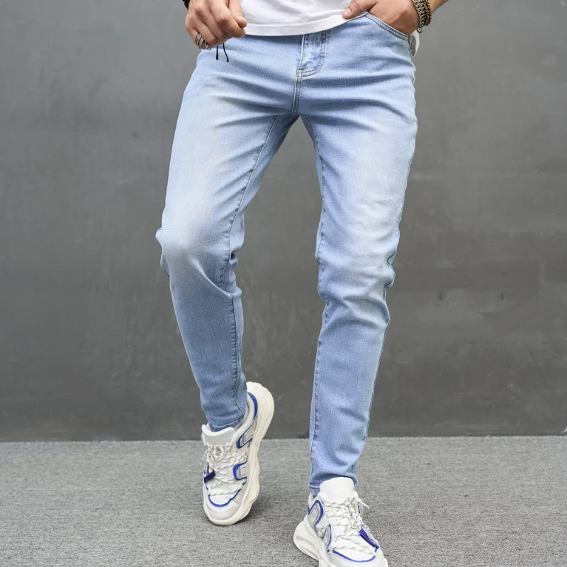 Jean-en-Denim-pour-Homme-Pantalon-Crayon-Long-Solide-Taille-Haute ...