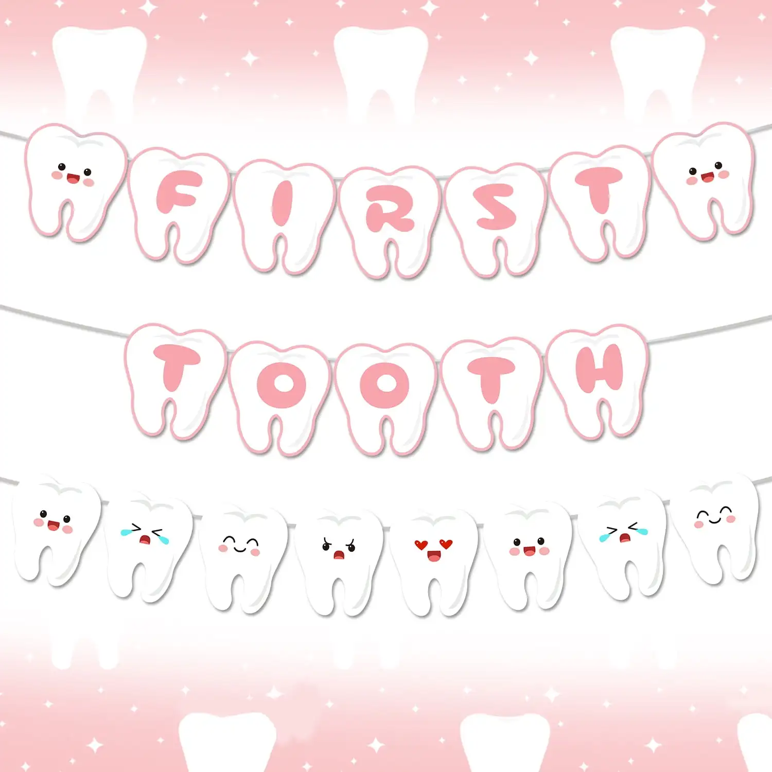 First-Tooth-Banner-Smiling-Tooth-Garland-First-Tooth-Party-Decorations ...