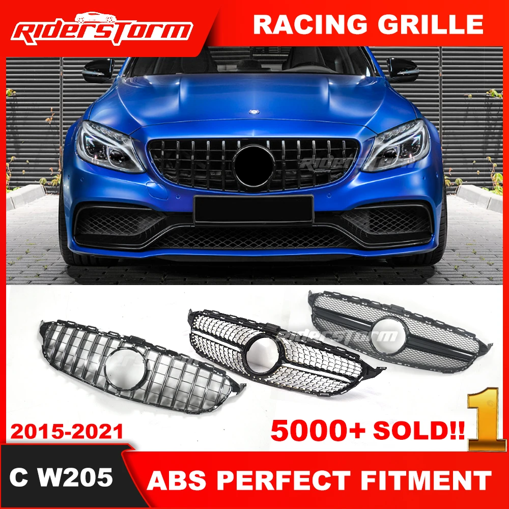 2015+ GT Grill For mercedez bens C Class w205 Gt Front grill GTR Grill ...