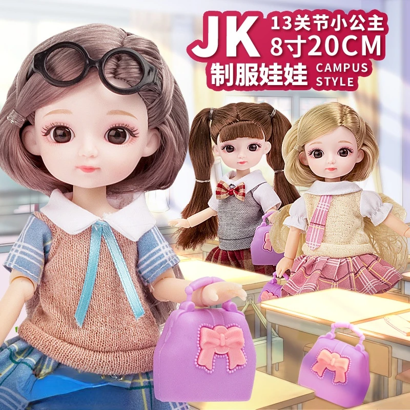 20CM Mini Cute BJD Dolls JK Campus Uniform Suit Princess Makeup Joints ...