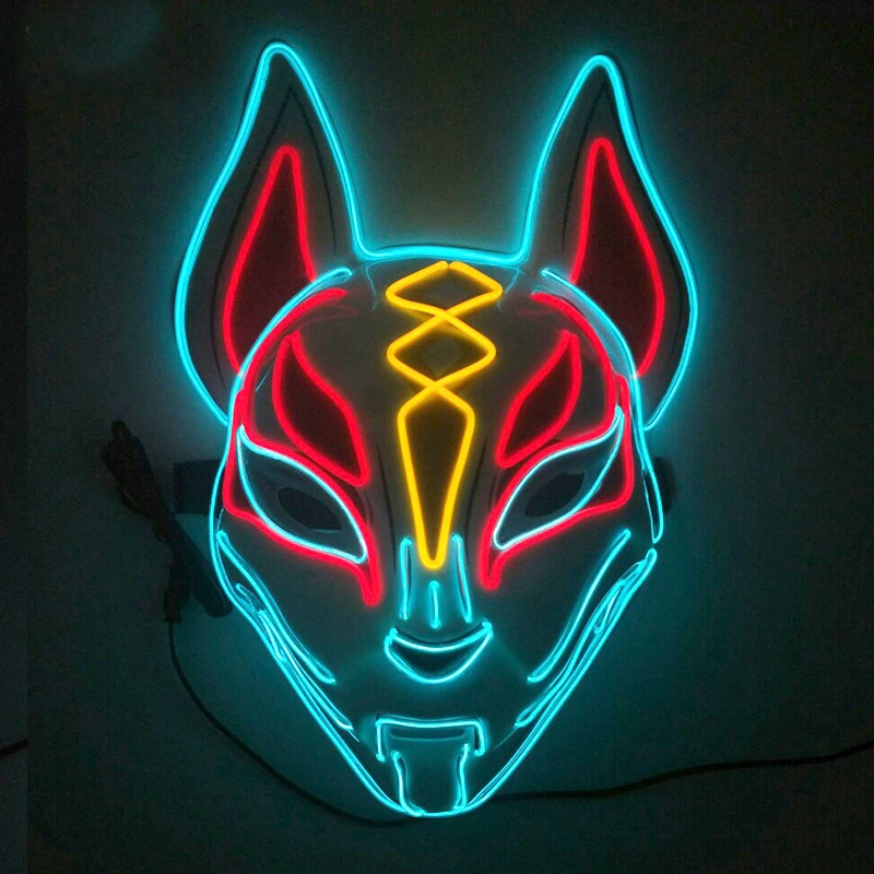 Halloween game glowing mask LED Light up Mask cosplay fox mask for ...