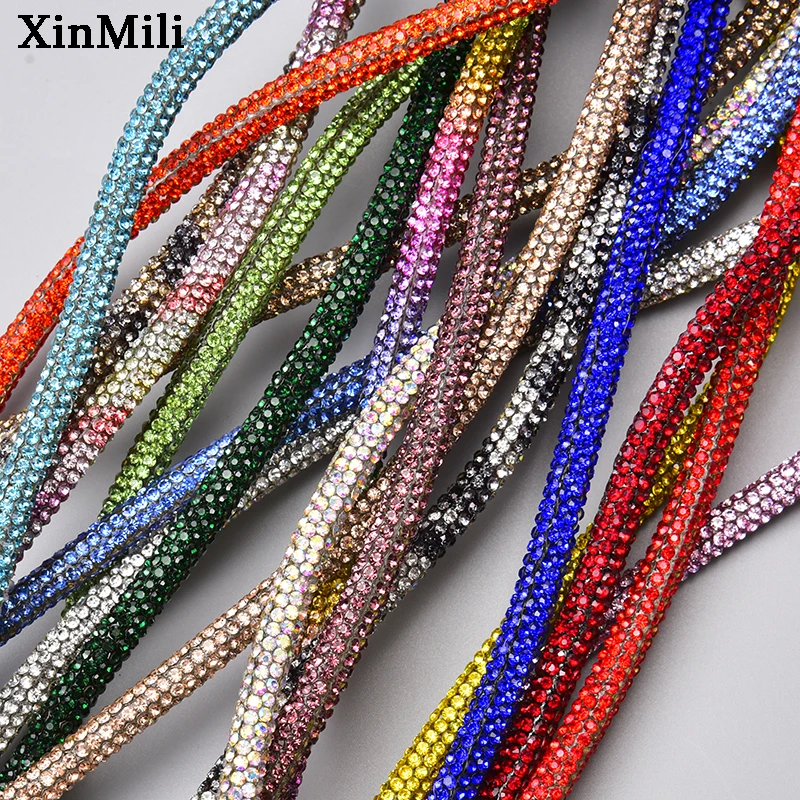 New-6mm-Glass-Crystal-Cord-Rhinestone-Rope-Applique-Colorful-Tube-Trim ...