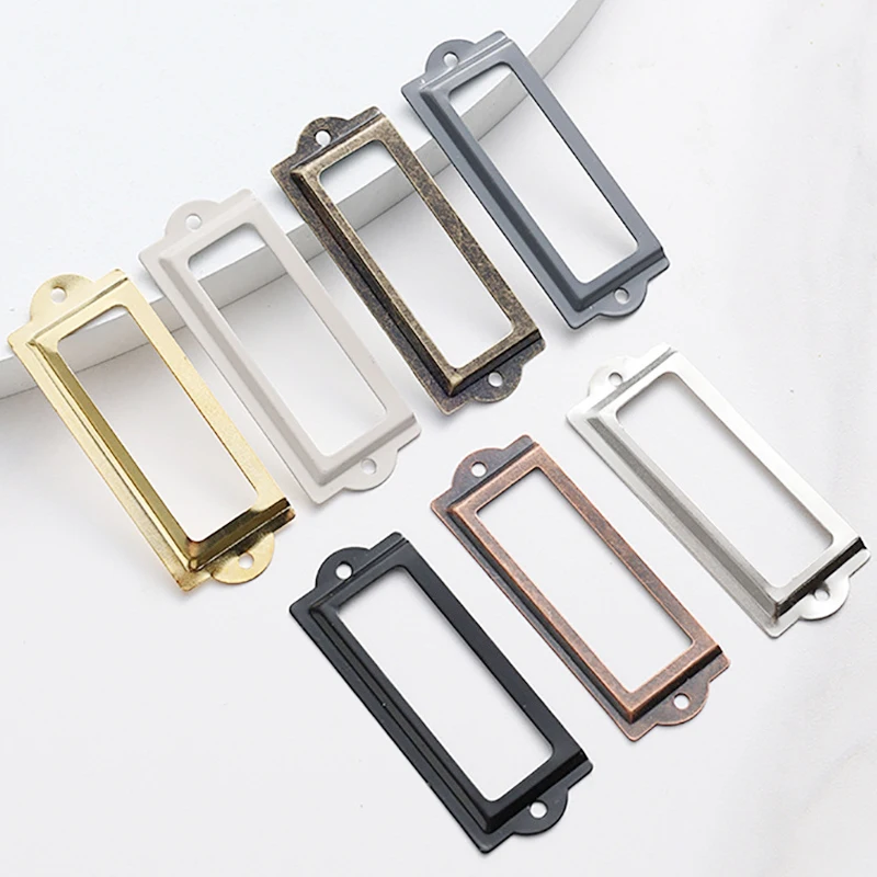 12pcs-Antique-Brass-Golden-Metal-Label-Pull-Frame-Handle-File-Name-Card ...