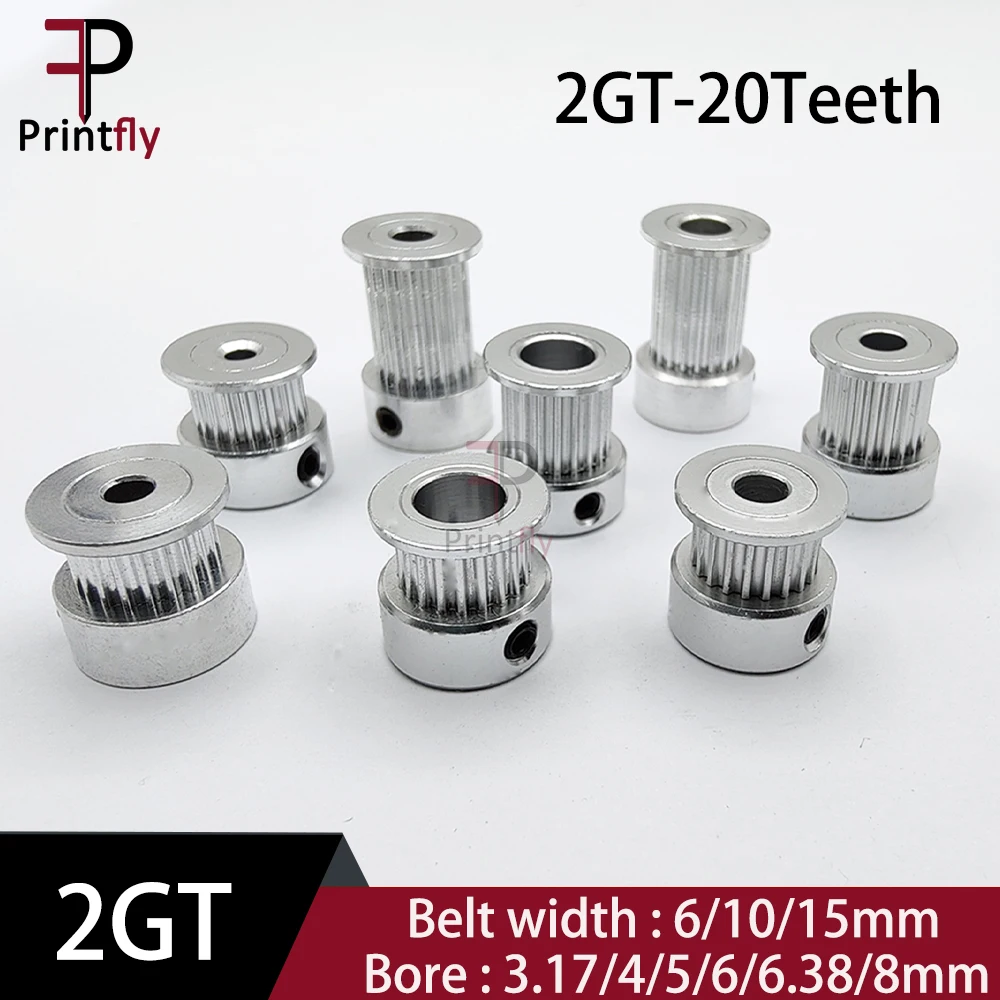 Printfly 2GT 20 Teeth GT2 Timing Pulley 2M Belt Width 6/10/15MM Bore 3 ...