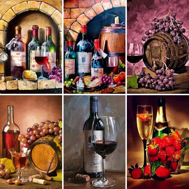 Diamond Painting 5D Fruit And Wine Scenery Diamond Embroidery Wine ...