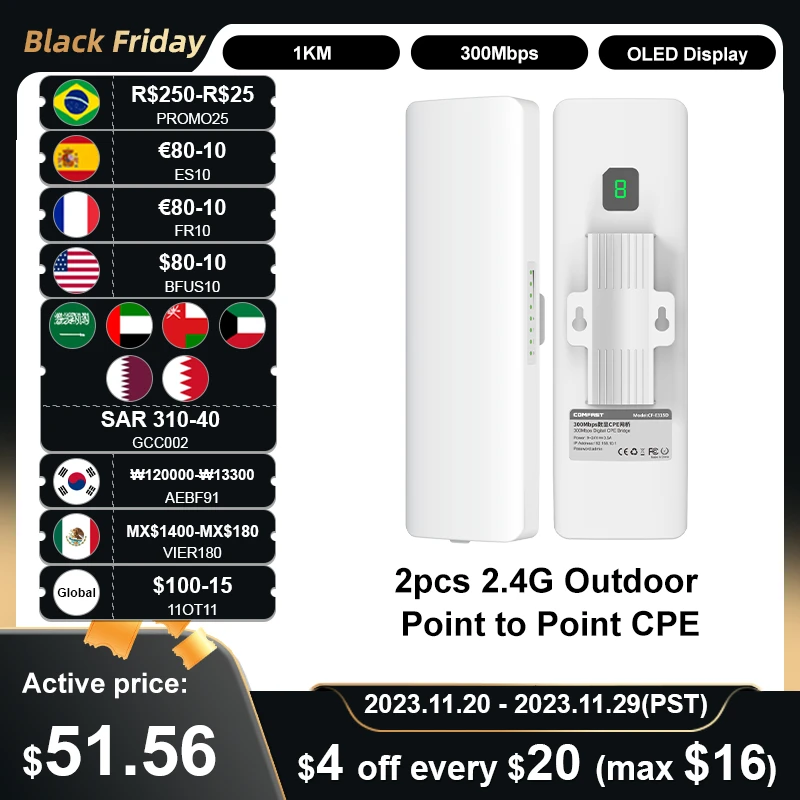 1KM-2-4GHz-300Mbps-Outdoor-Wireless-Bridge-Weatherproof-CPE-WiFi ...