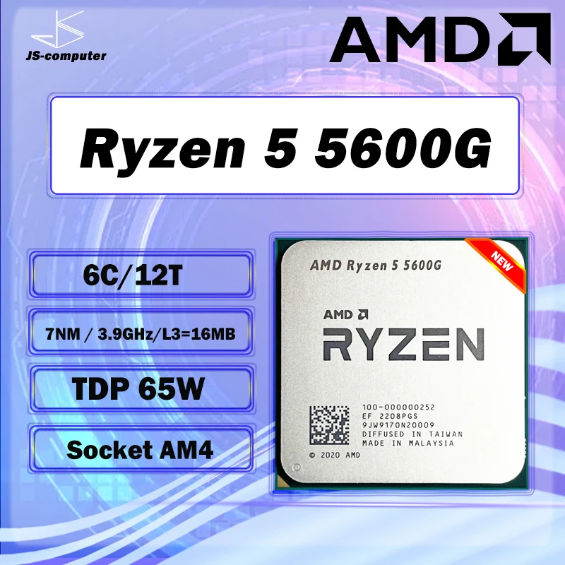 AMD Ryzen 5 5600G R5 5600G ZEN3 CPU Processor PCIE3.0 65W PGA AM4 3 ...