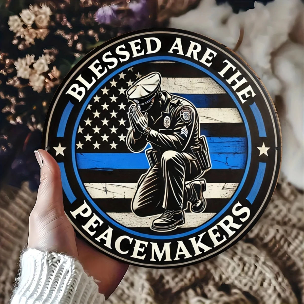 [2D Flat] Vintage "Blessed Are the Peacekeepers" Round Wall Art ...