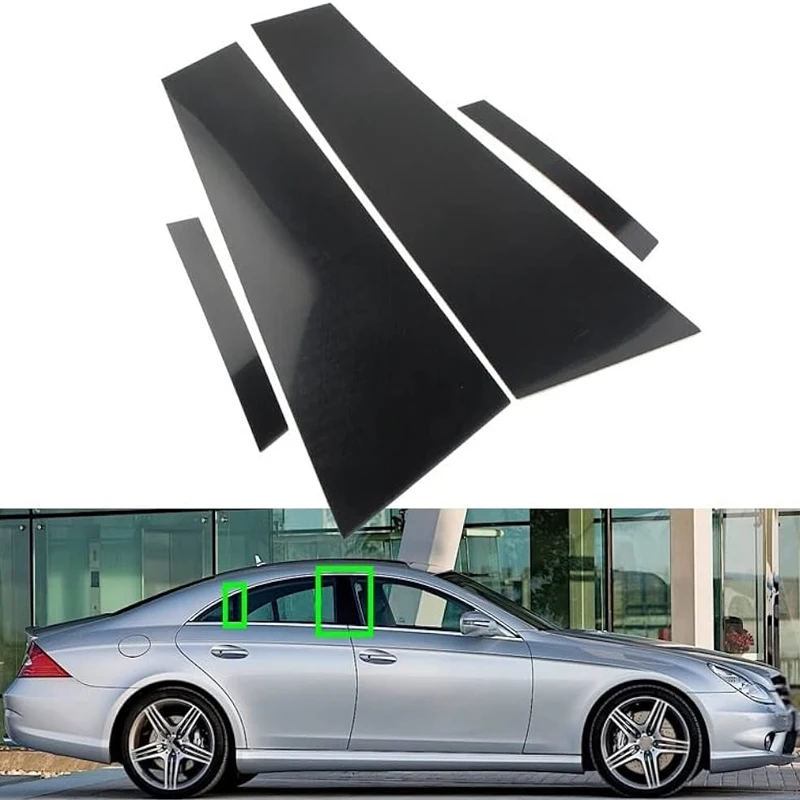 4Pcs-Gloss-Black-Pillar-Post-Fit-For-MERCEDES-CLS-C219-2006-2007-2008 ...