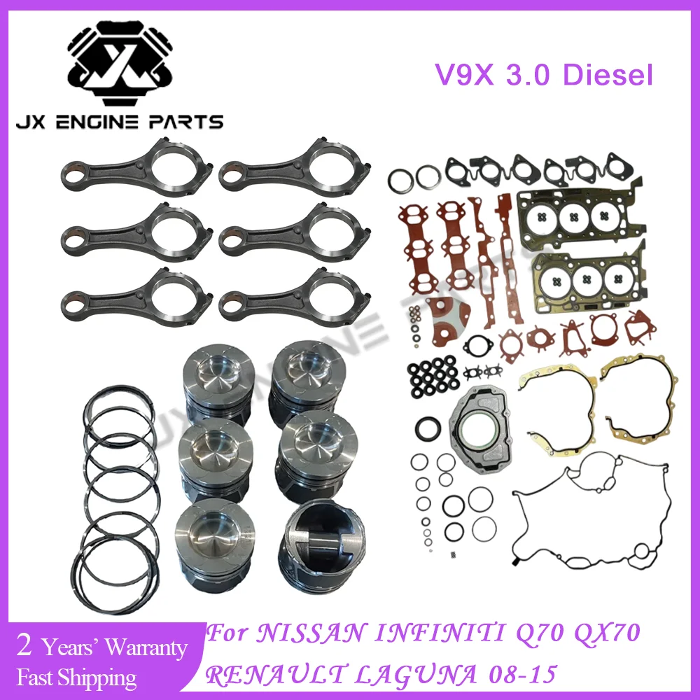 V9X Engine Rebuild Kit Connecting Rod Piston Ring Gasket Set For Nissan ...