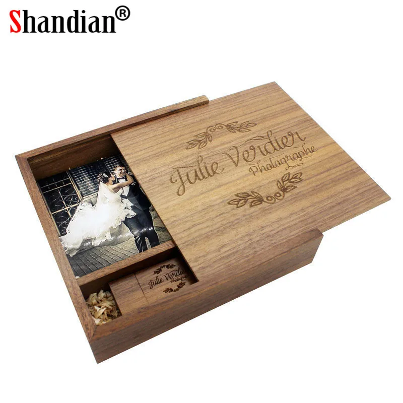 Shandian Free Custom Logo Walnut Wood Photo Album Guitar Usb+box Usb 2. ...