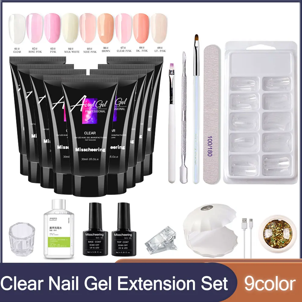 Kit de extensão Crystal Clear Nail Multifunções Acryl Building Gel Set ...