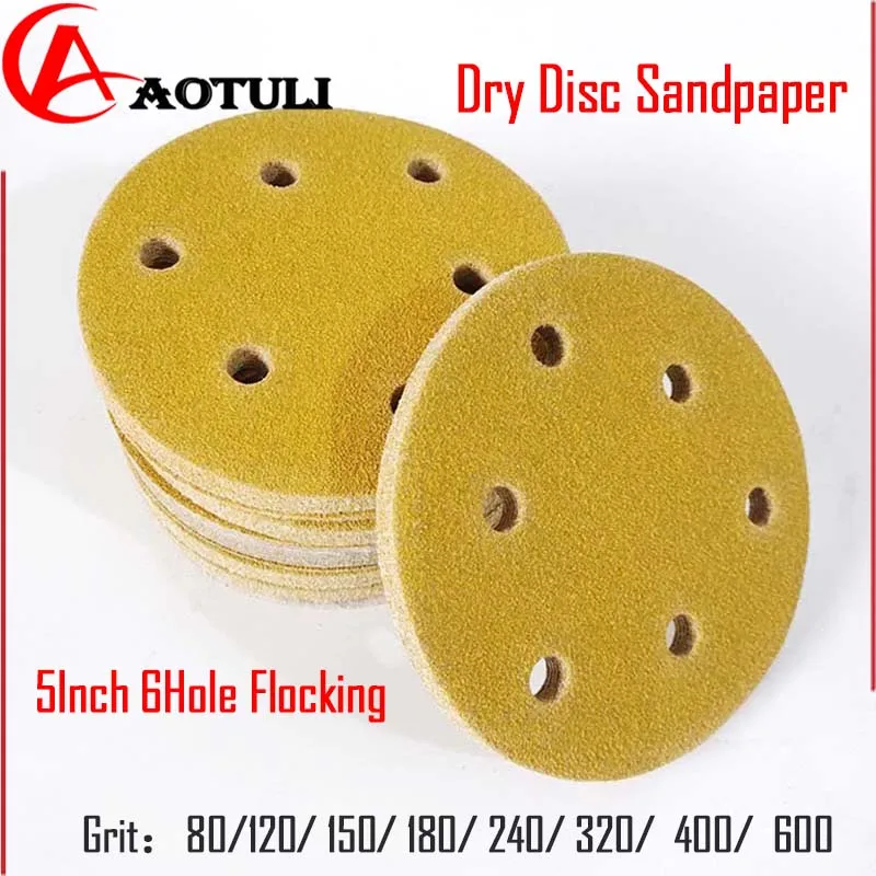 Dry-Grinding-Disc-Sanding-disc-5In-6Hole-Flocking-Sandpaper-Self ...