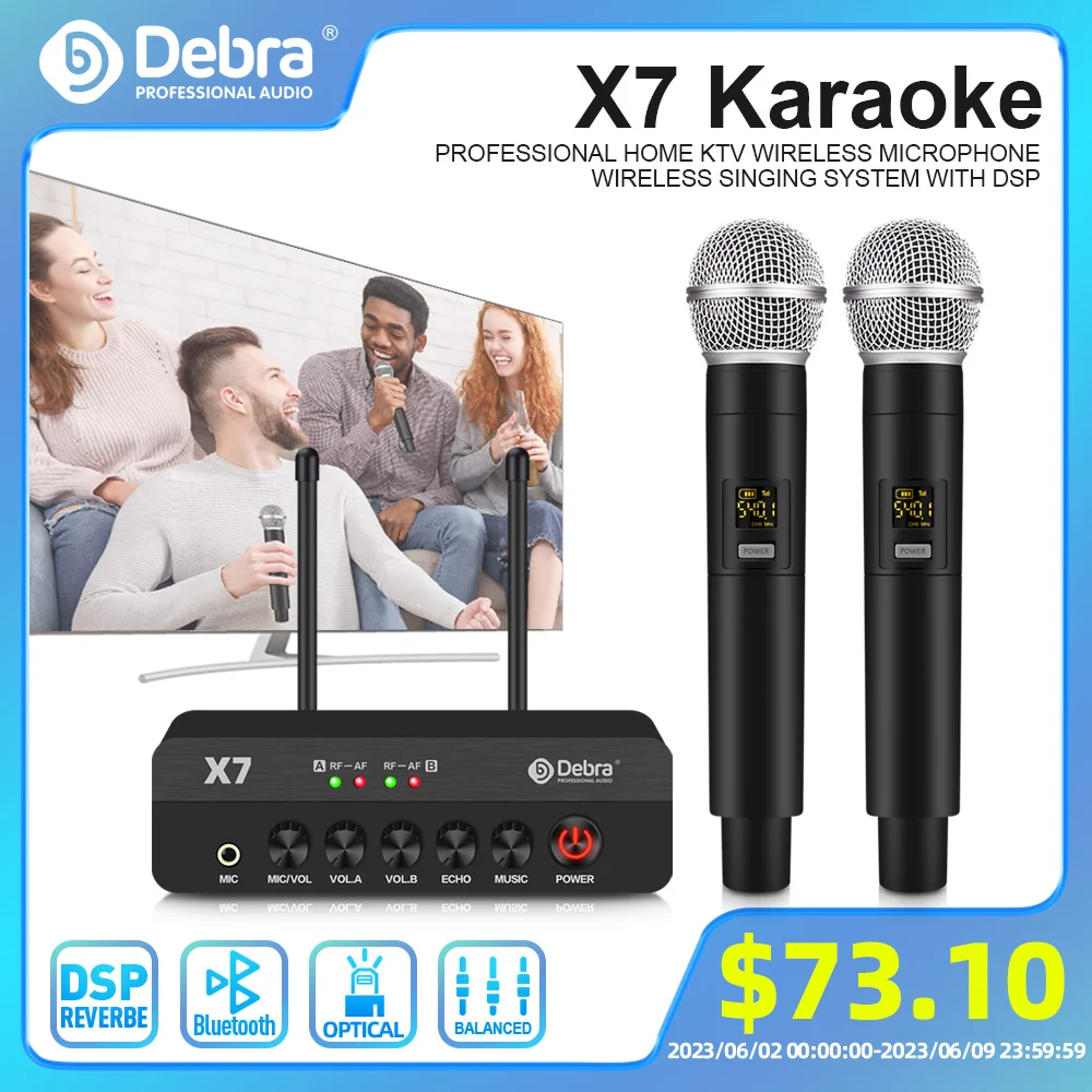 Debra X7 Portable 2 Channel Wireless Microphone System, 5.0 Bluetooth ...