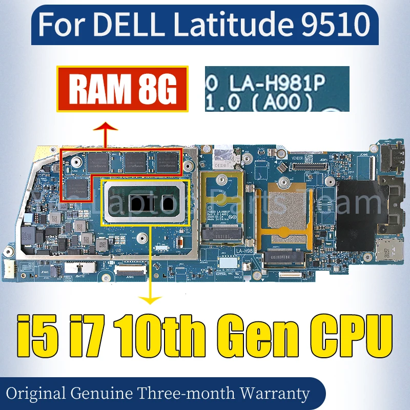 LA-H981P-For-DELL-Latitude-9510-Laptop-Mainboard-I5-10210U-I7-10710U-I7 ...