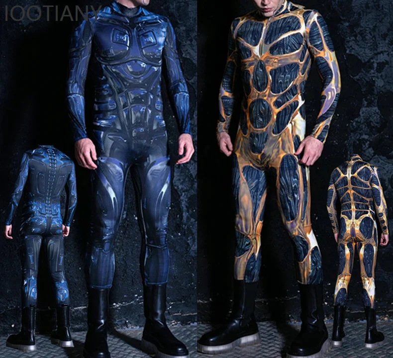 IOOTIANY Unisex 3d Printing Cyberpunk Mechanical Armor Muscle Bodysuit ...