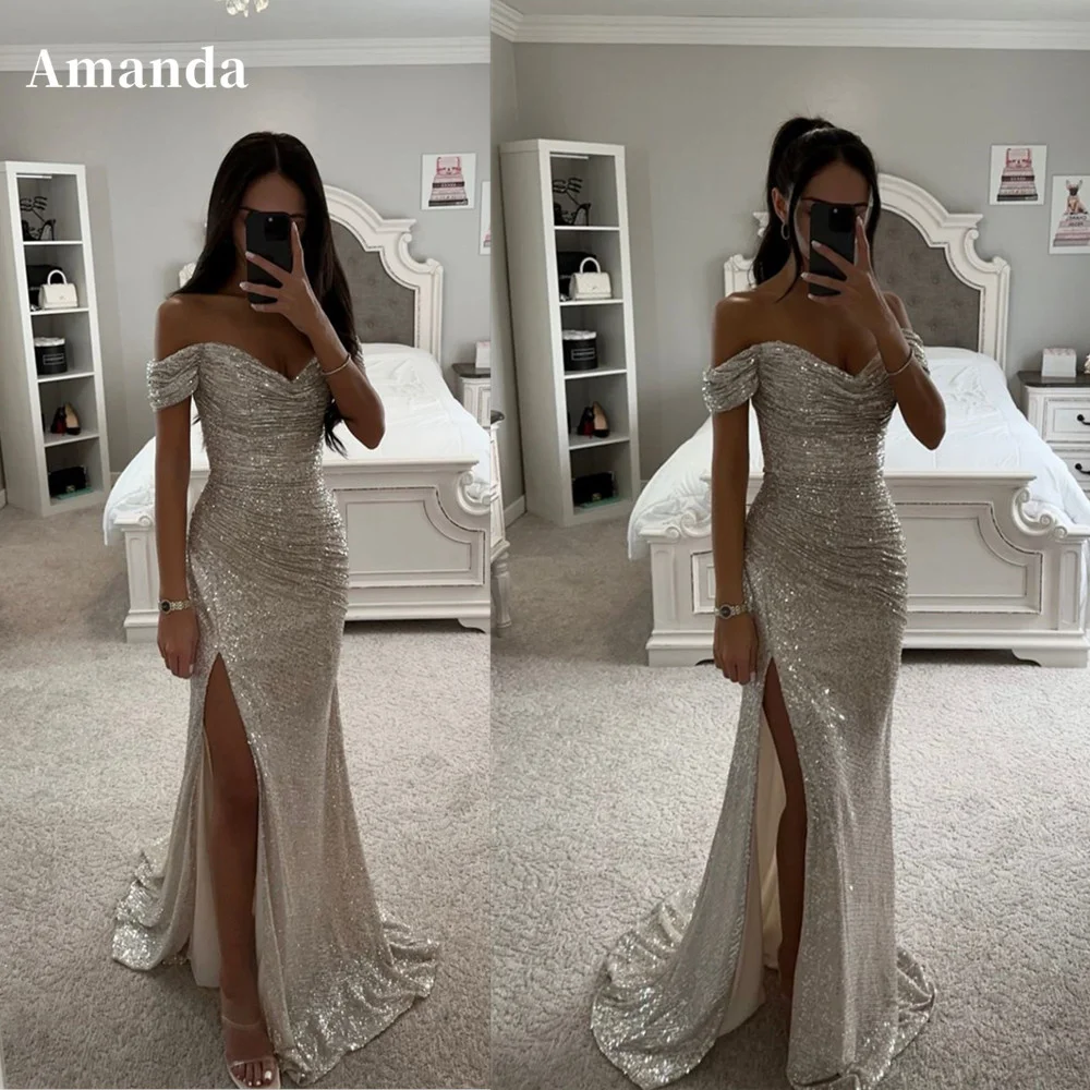 Amanda-brilhante-Trompete-vestido-de-baile-Brilhante-fora-do-ombro ...