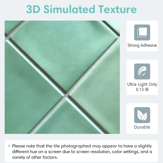 3D Peel and Stick Green Tile Kitchen Splash Back Tile Sticker 3D Wall ...