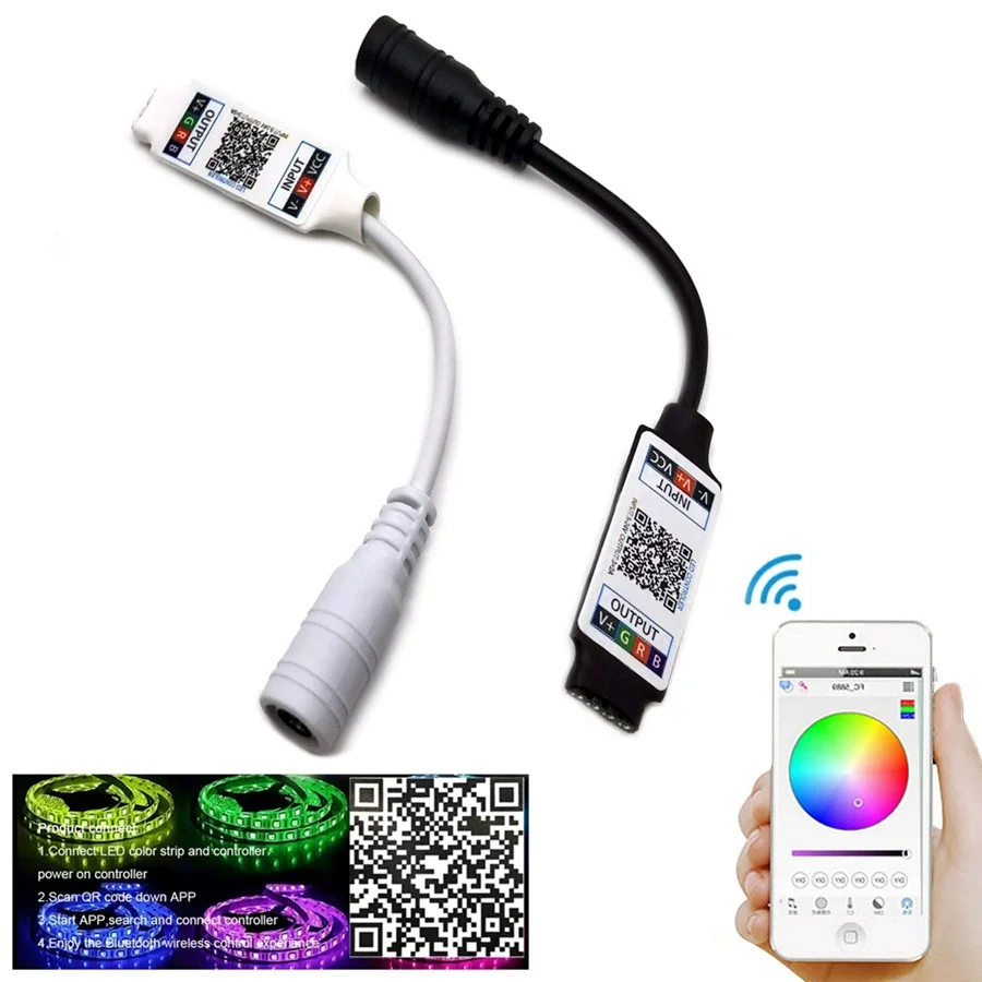 DC 5V 12V 24V Mini RGB Bluetooth Dimmer LED Controller Music Bluetooth ...