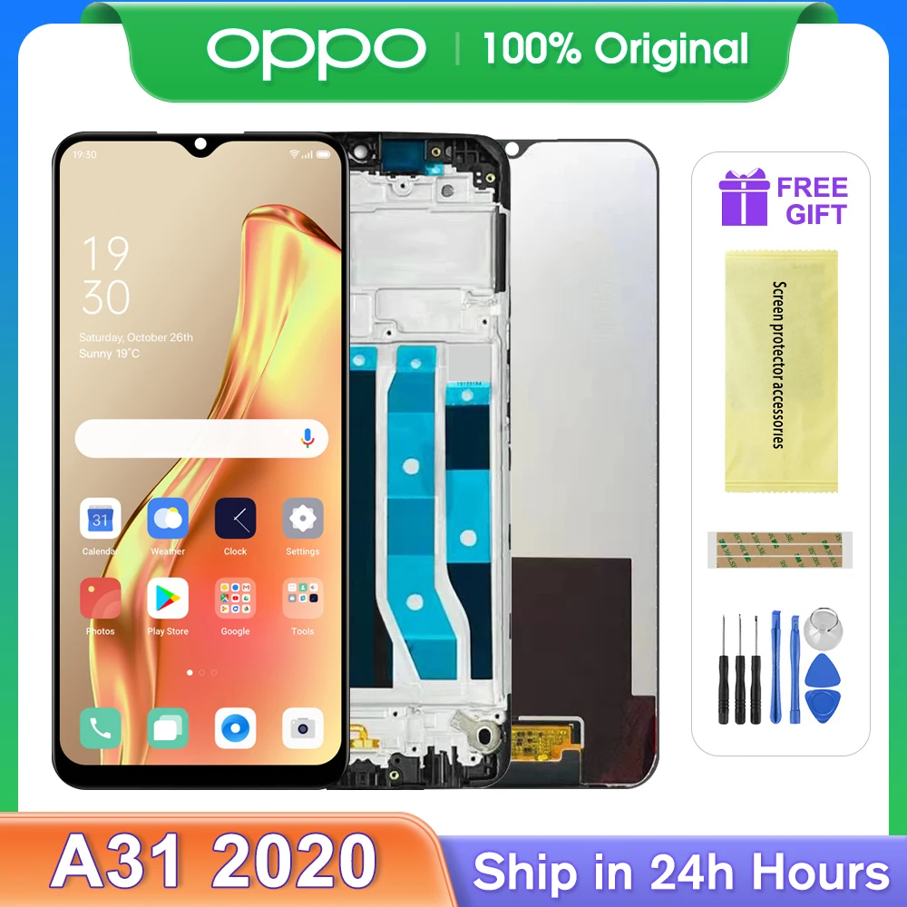 OPPO LCD 디스플레이 터치 스크린 디지타이저 부품, 프레임 포함, 6.5 인치 LCD 스크린, OPPO A31 2020 ...