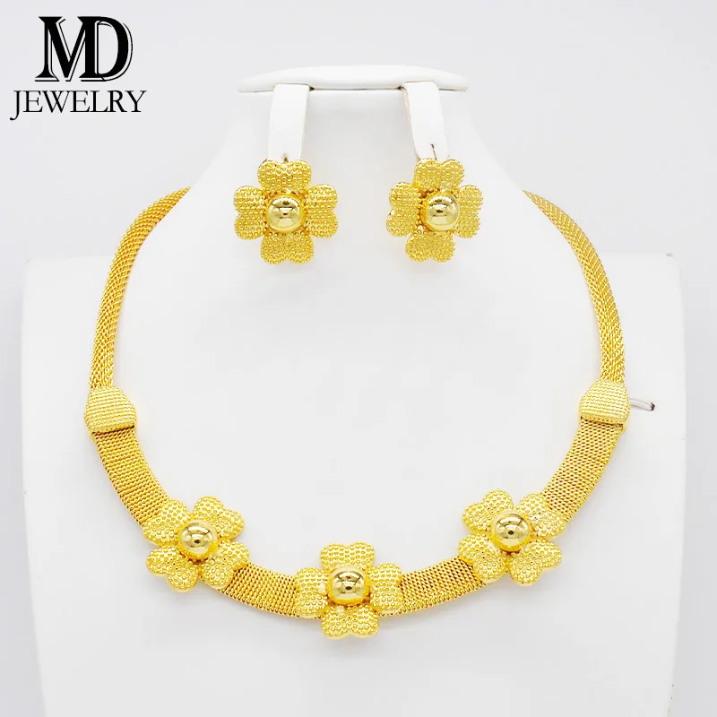 African Gold Color Jewelry Set Contains Necklace Earrings Party Jewelry ...