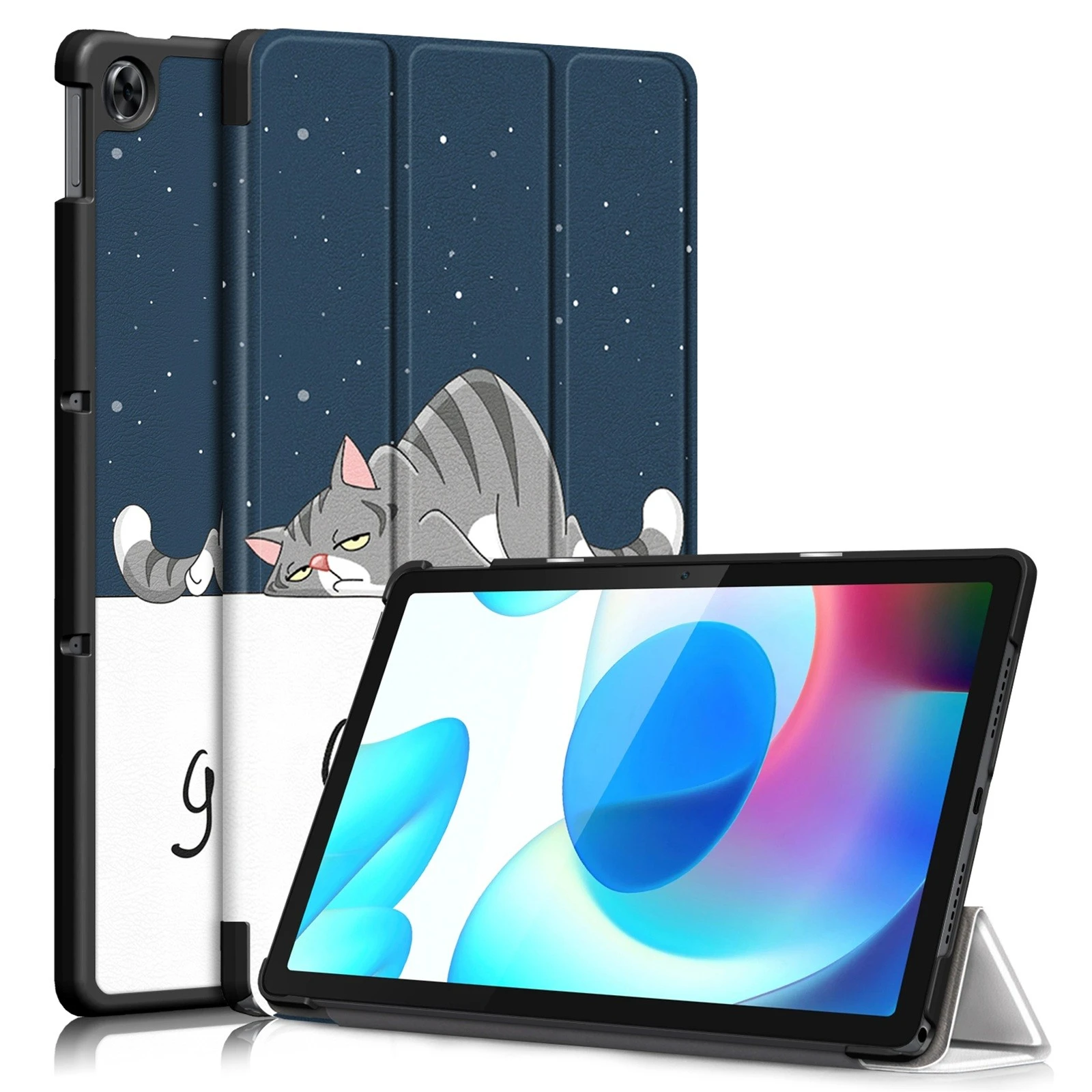 For Realme Pad Case 2021 PU Leather Tri Folding Stand Magnetic ...