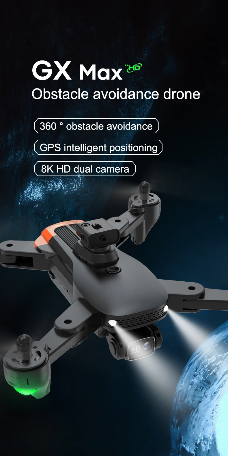 GD94 MAX Drone - 8K HD Dual Camera Brushless Motors GPS Smart Follow R ...