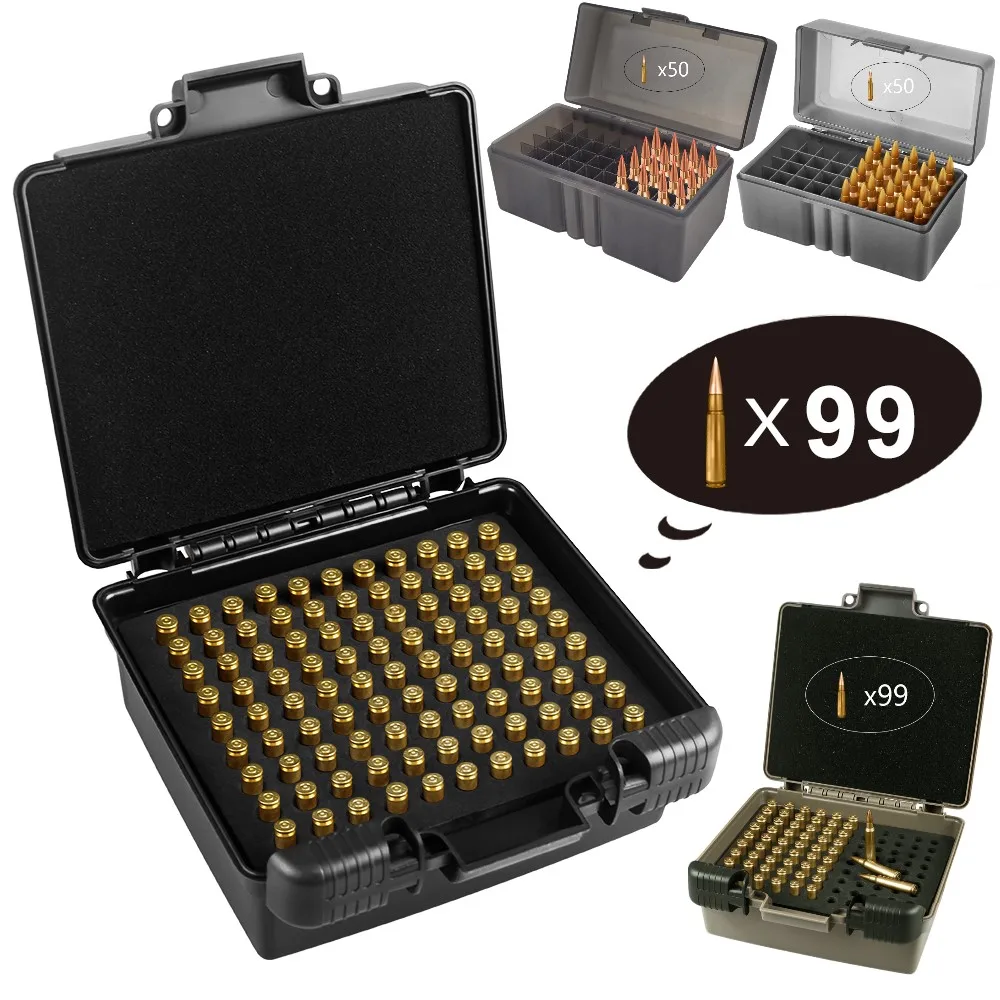 7.62 .223/5.56mm 9mm Ammo Box Tactical Ammunition Case 50/99/100 Rounds ...