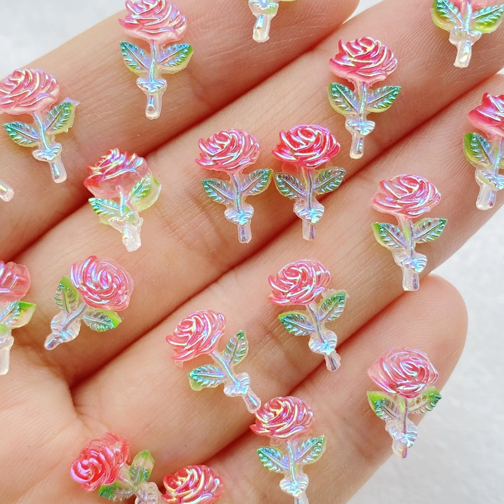 50-Uds-De-Mini-rosas-rojas-de-resina-figuritas-planas-para-decoraci-n ...