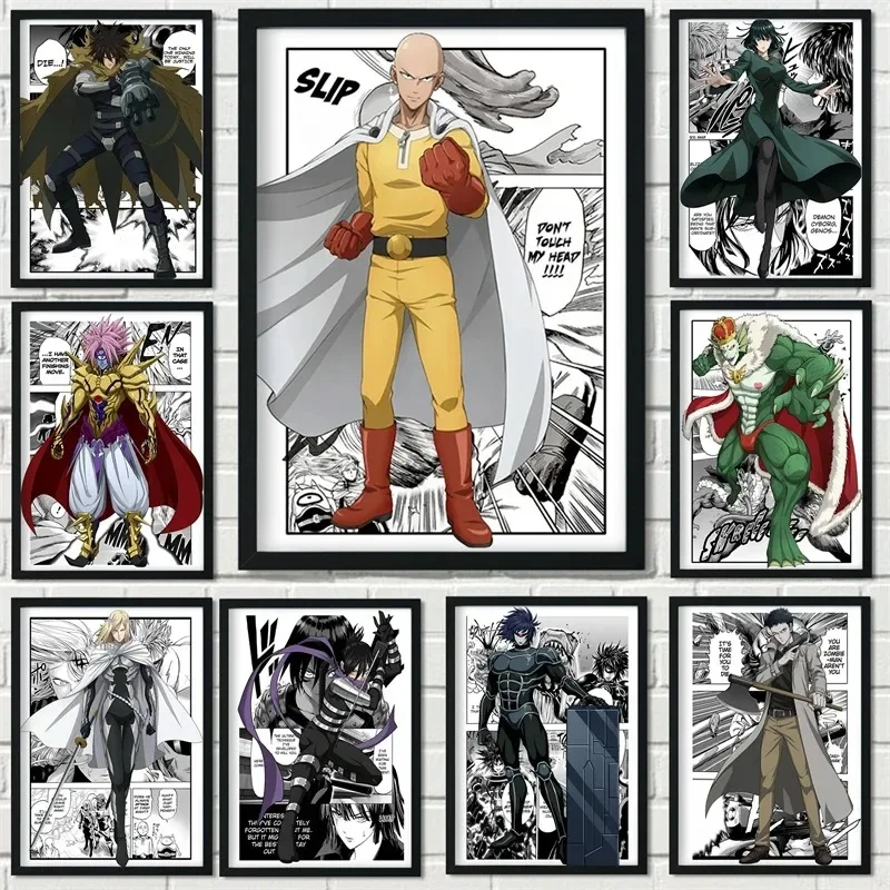 Pop-Anime-Figure-ONE-PUNCH-MAN-Poster-Set-100-Pushups-Cartoon-Black-and ...