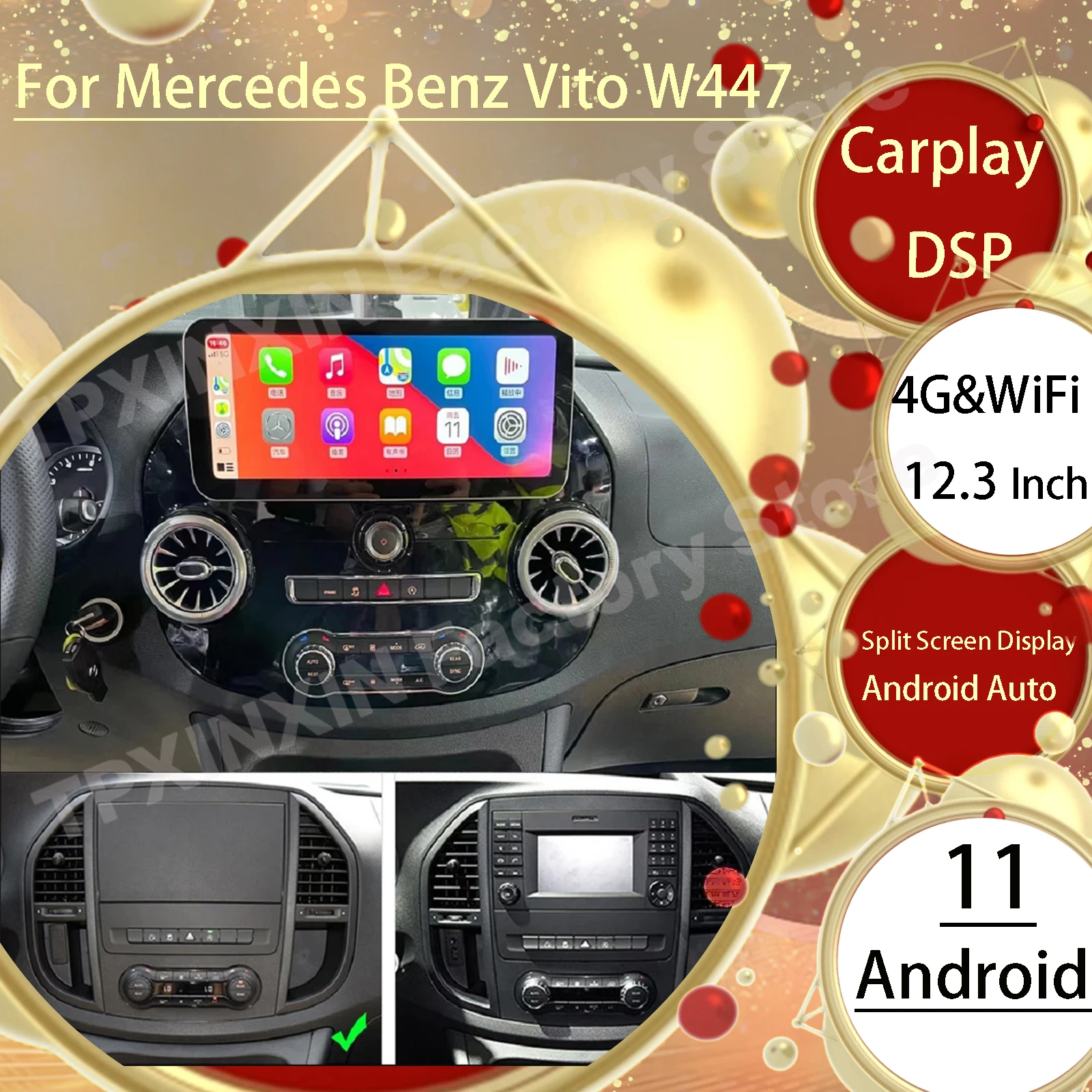 Android-Automotive-Multimedia-For-Mercedes-Benz-Vito-W447-2014-2015 ...