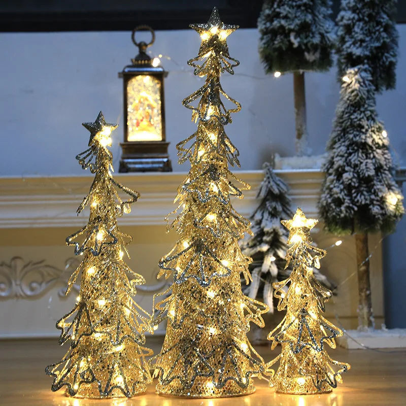 LED-Lighted-Christmas-Tree-Table-Ornaments-Small-Metal-Christmas-Tree ...